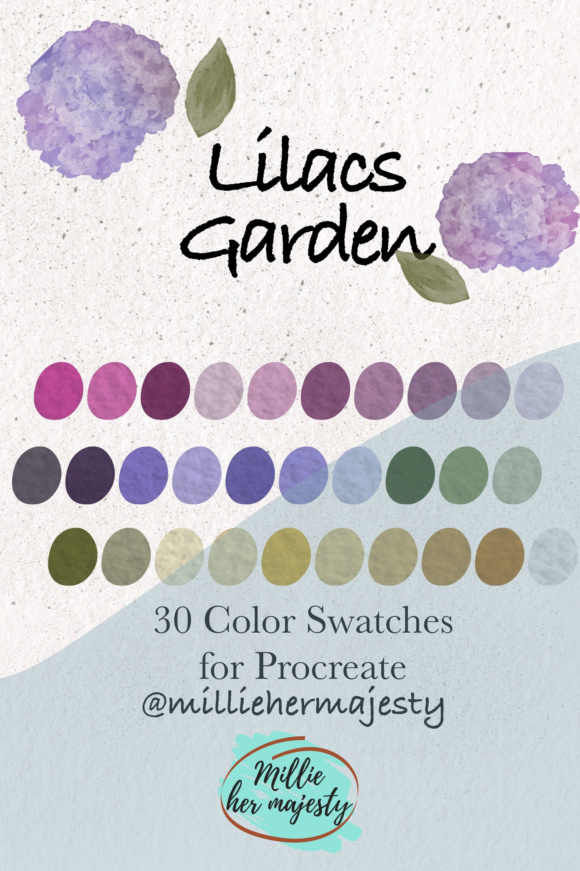 Lilac Garden Procreate Swatches 30 Pastel Soft Dusty Colors | Etsy