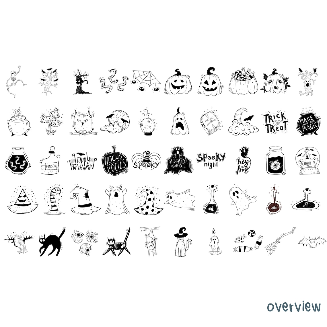 50 Halloween Procreate Stamps. Hand Made High Resolution - Etsy