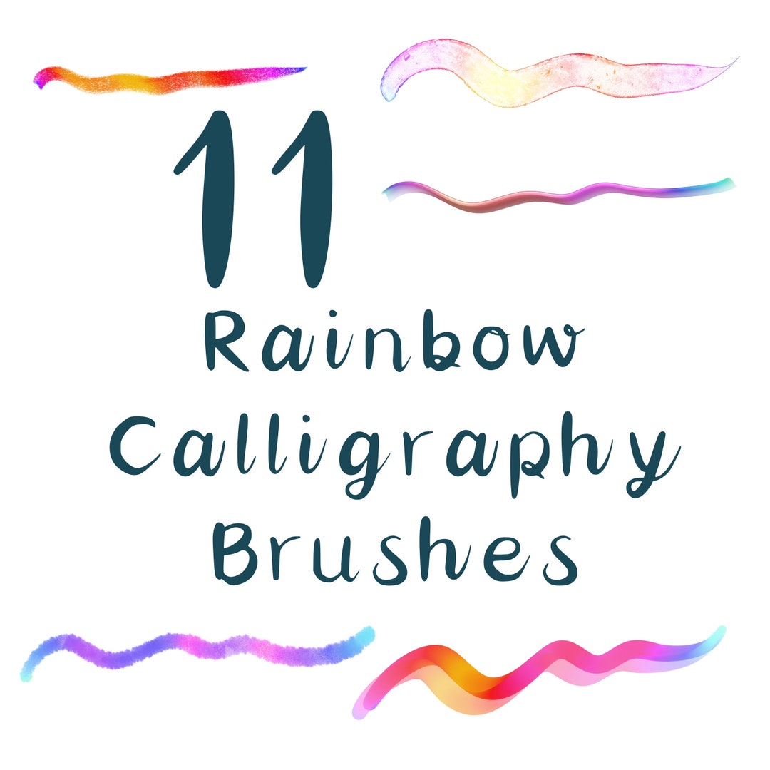 11 Rainbow Calligraphy Brushes for Procreate Hand Lettering. Can Change ...
