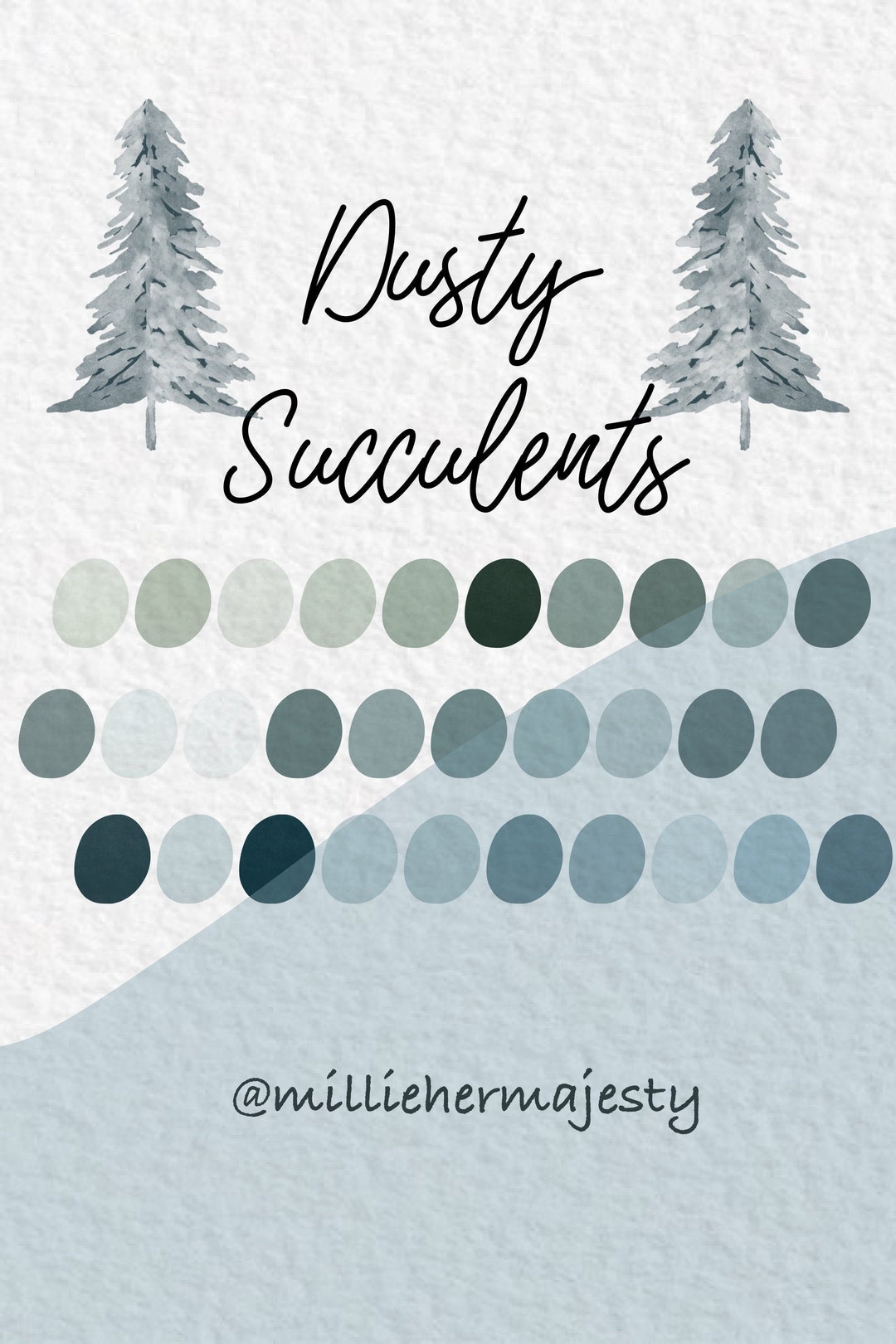 Dusty Succulents Procreate Swatches - 30 Pale Blue Green Grey White ...