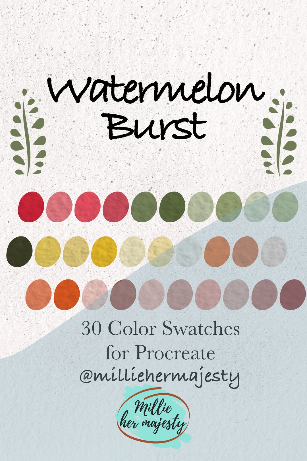 Summer Watermelon Procreate Swatches - 30 Bright Red Green Watermelon ...