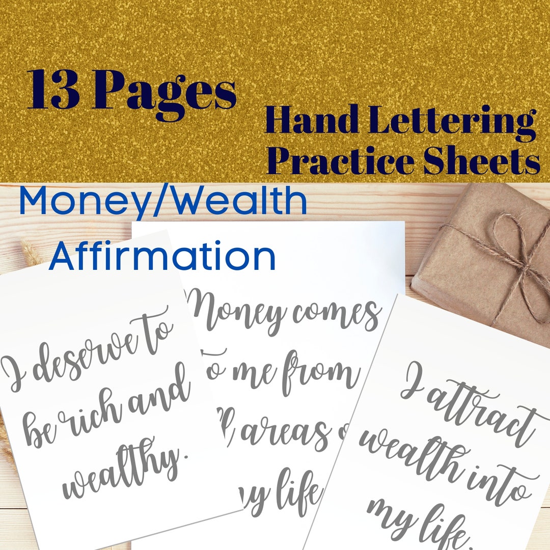 Health Affirmation Hand Lettering Practice Sheets Procreate Workbook ...