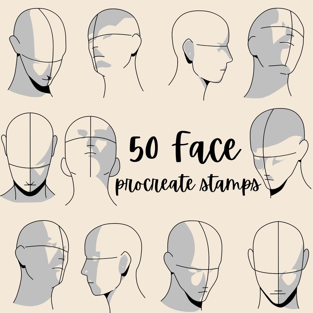 50 Effortless Face Procreate Stamps. Face Shapes Procreate Brushes Face ...