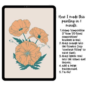 351 Effortless Floral Line Art Procreate Bundle: Procreate Stamps of ...