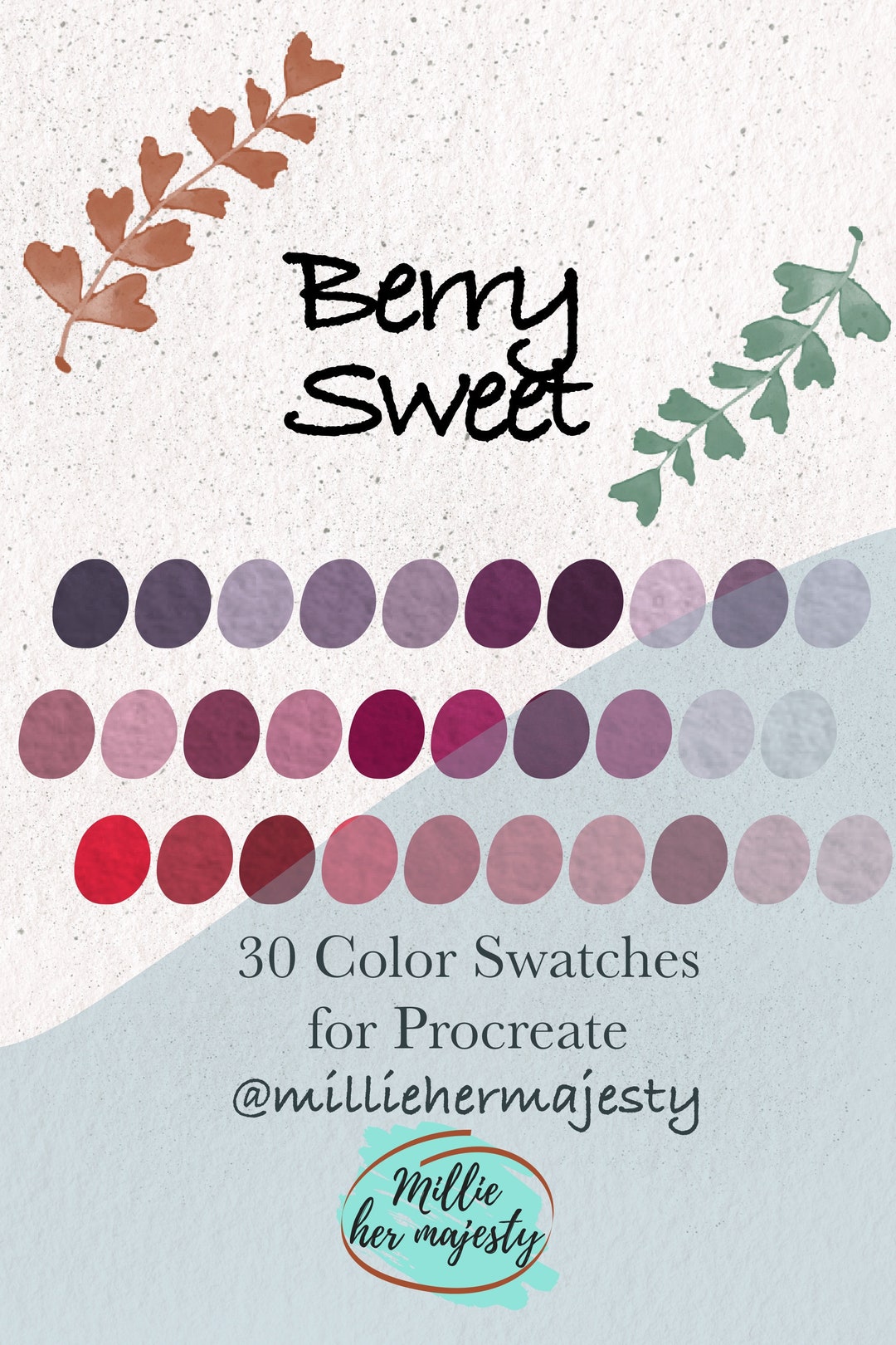 Berry Sweet Procreate Swatches - 30 Red Purple Pink Blue Colors for ...