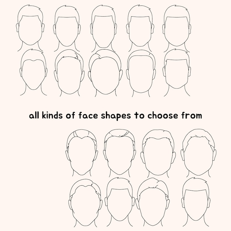 50 Effortless Face Procreate Stamps. Face Shapes Procreate - Etsy