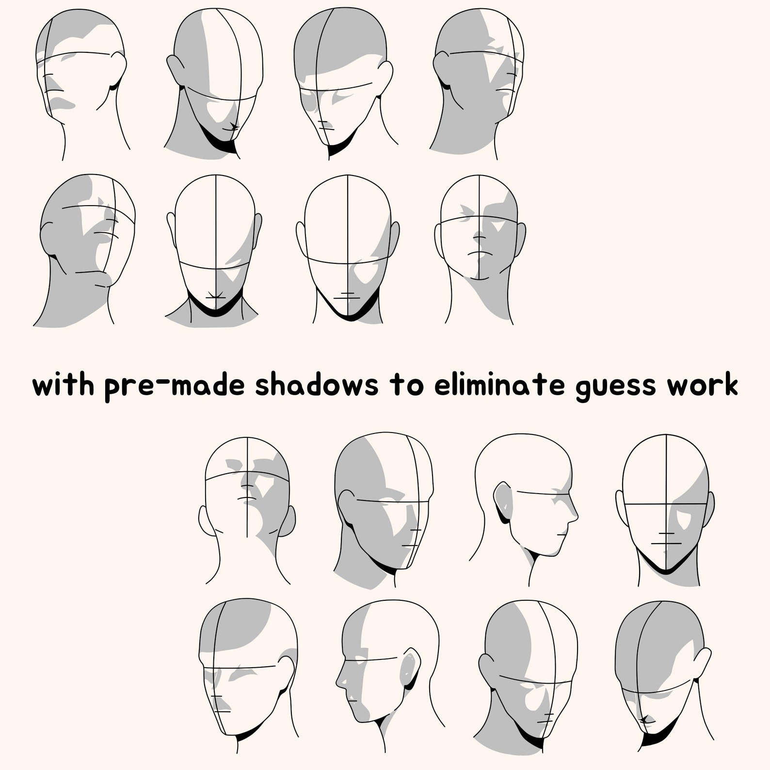 50 Effortless Face Procreate Stamps. Face Shapes Procreate Brushes Face ...