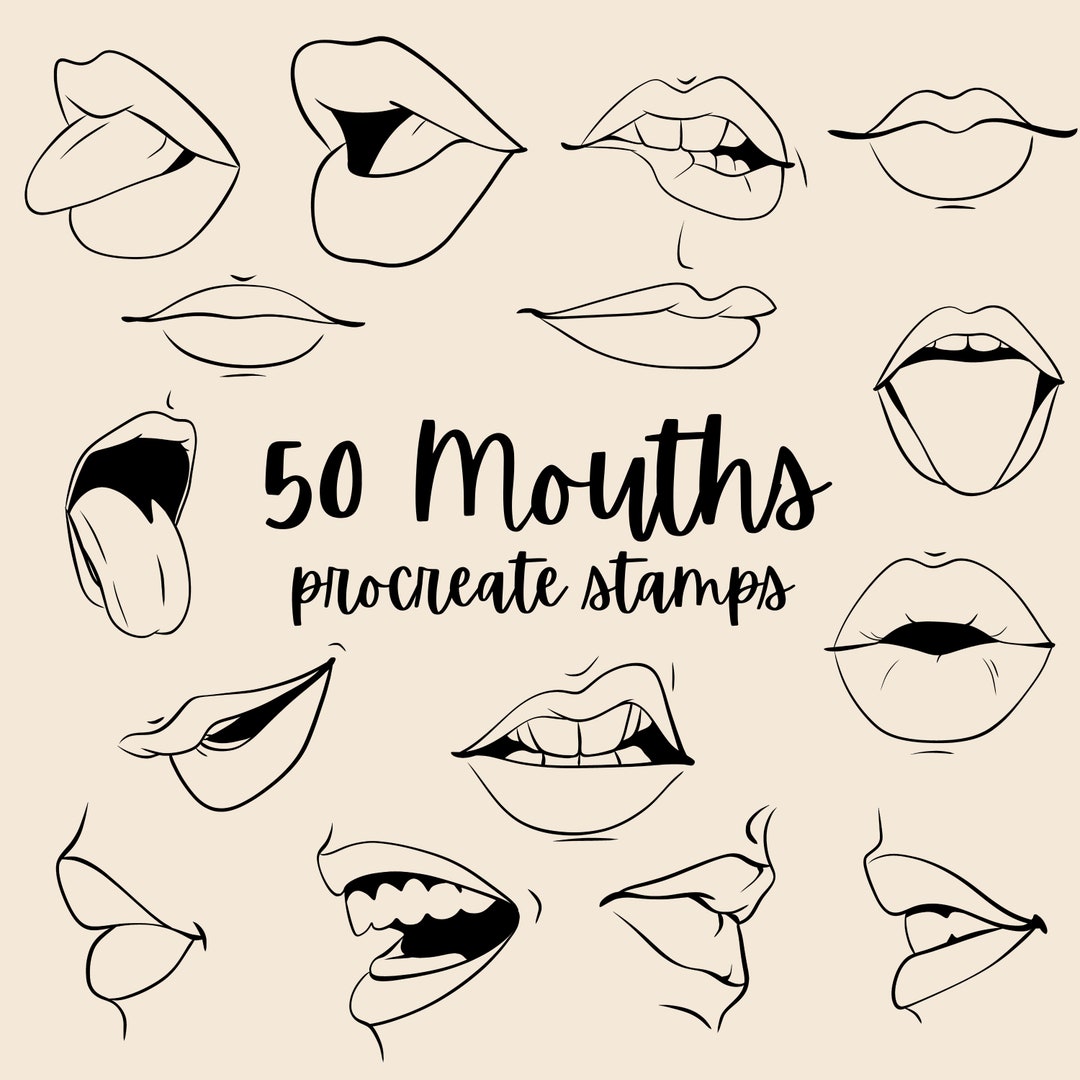 50 Effortless Mouths Procreate Stamps. Procreate Lips for Man Women ...