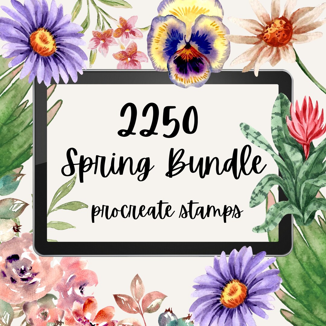 2250 Spring Procreate Bundle. Spring Stamps and Color Palettes. Spring ...