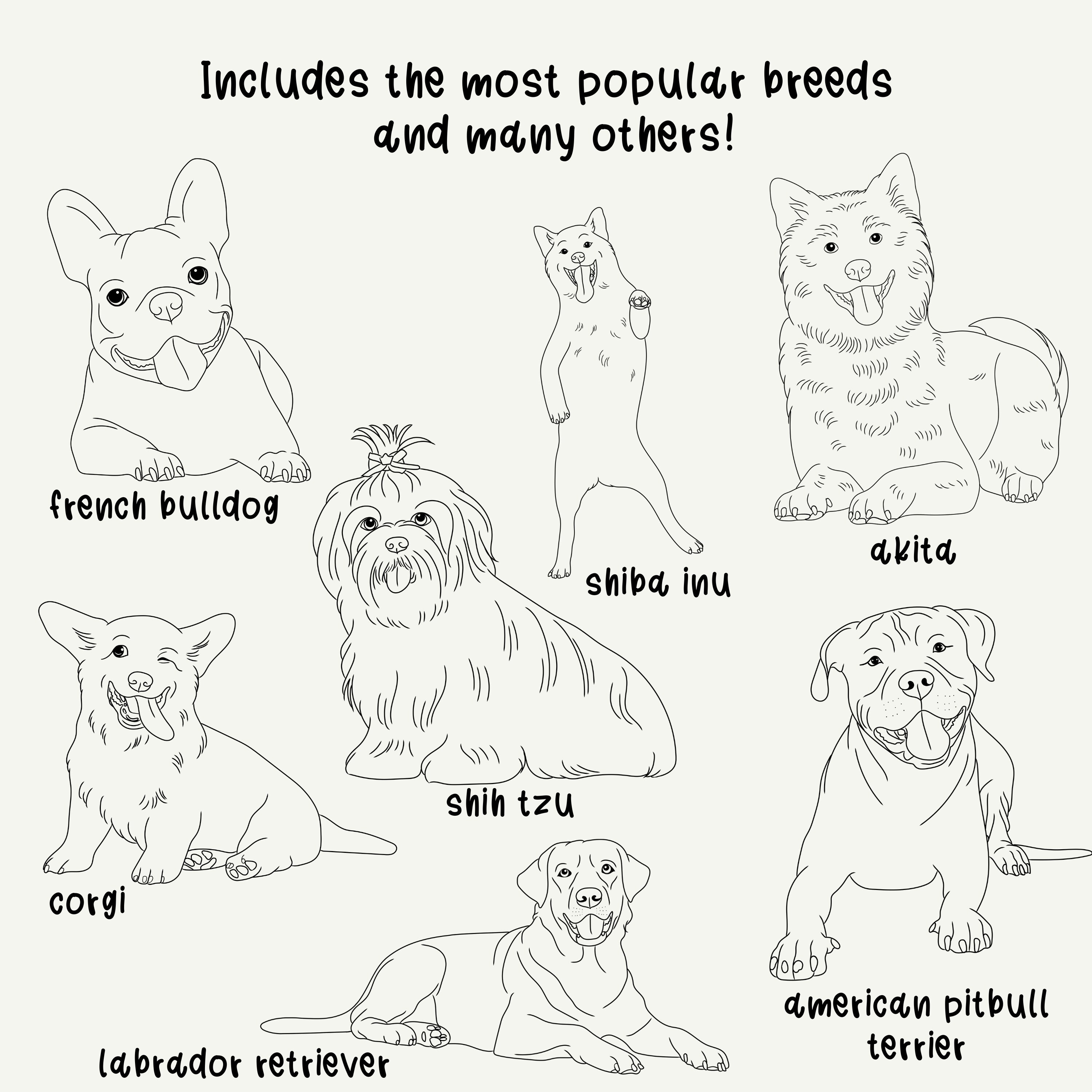 50 Dog Breeds Procreate Stamps: 50 Hand Drawn Procreate - Etsy Australia