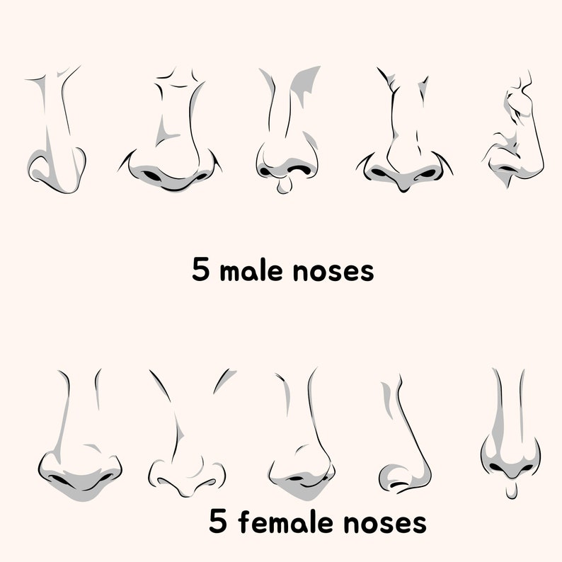50 Effortless Nose Procreate Stamps. Noses for Men Women Children of ...