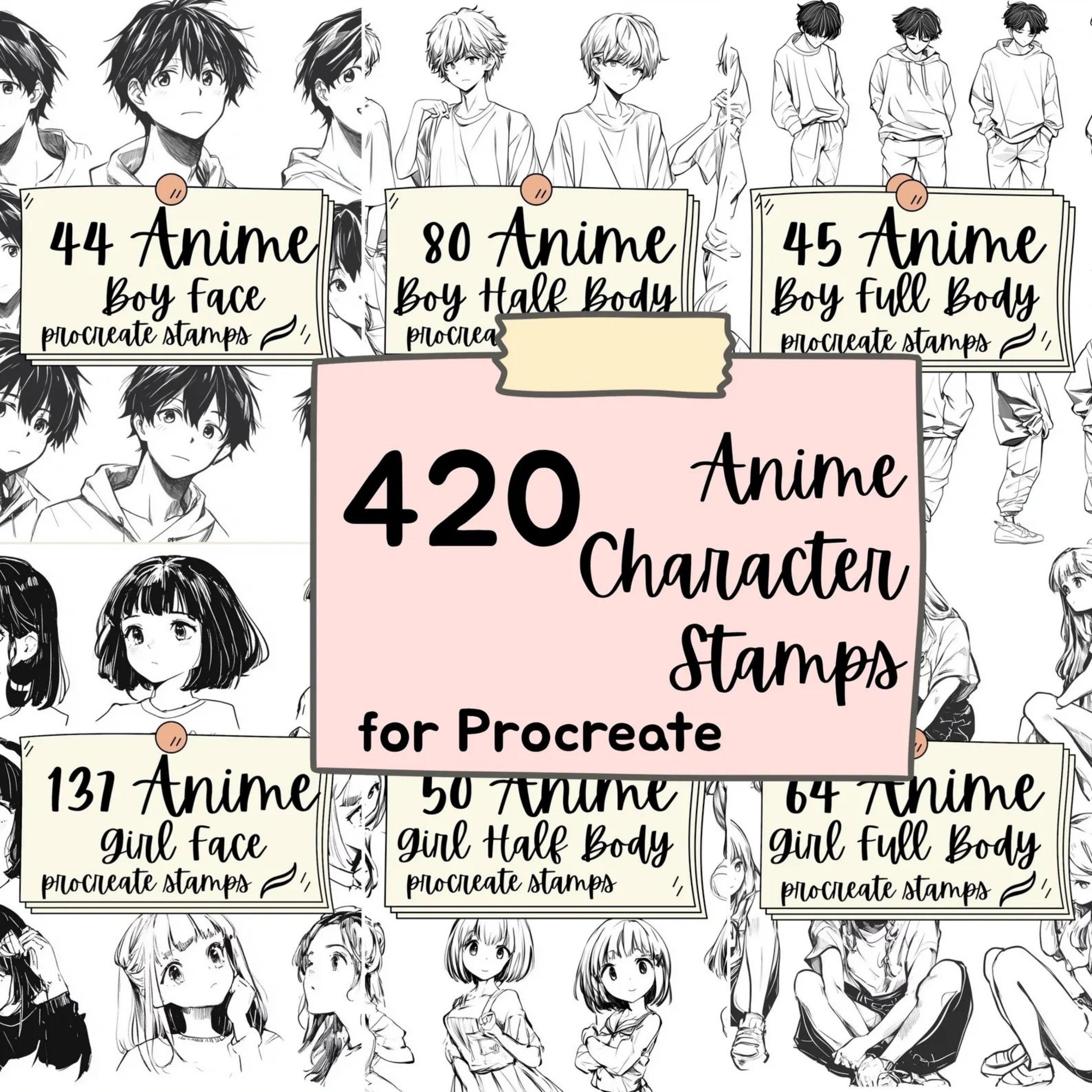 Ultimate Anime Procreate Bundle. Stamps for Body Guides, Anime Location ...