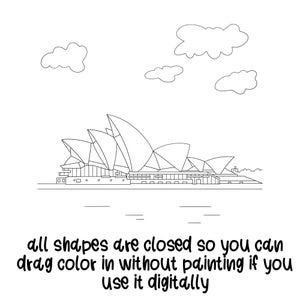 22 World Famous Landmark Coloring Page. Hand Drawn PNG File No ...