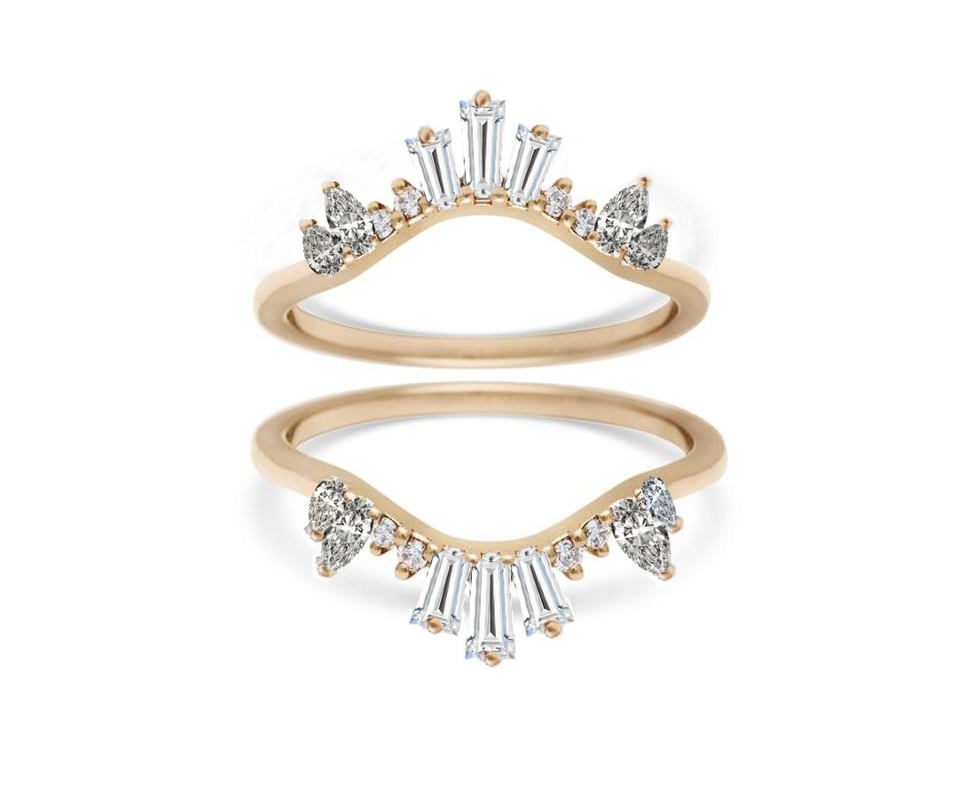 Sunburst Pear and Baguette Diamond Ring Enhancer and Wrap - Etsy