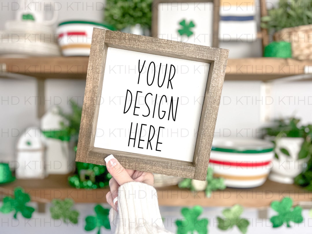 8x8 Sign Mockup | Wood Sign Mockup | Farmhouse St. Patrick's Day ...