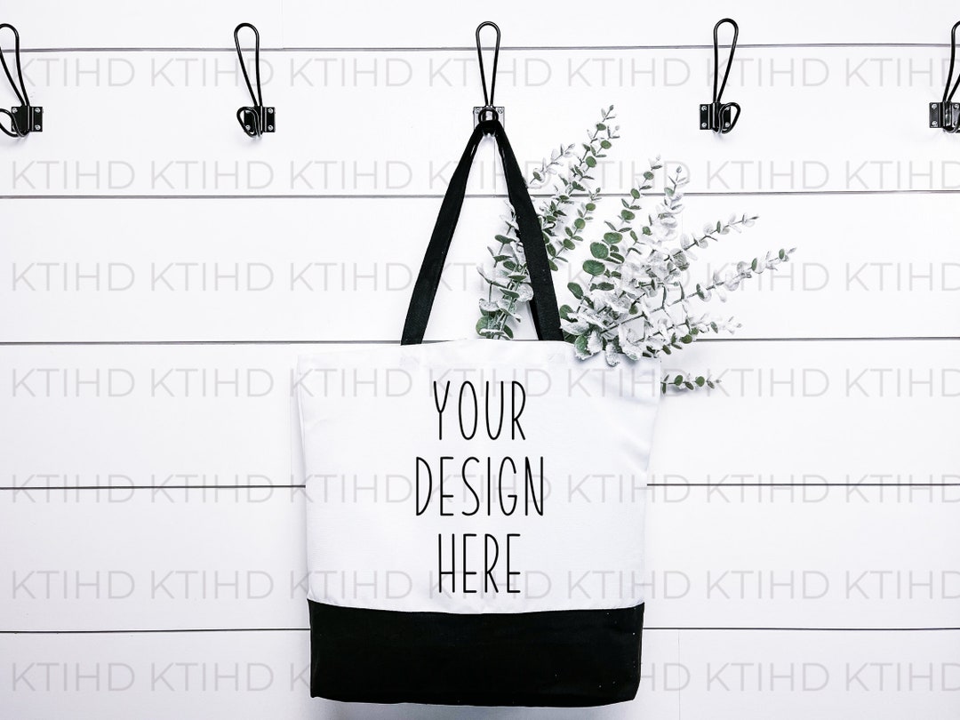 White and Black Bag Mockup | Tote Mock-up in White | Add Your Design ...