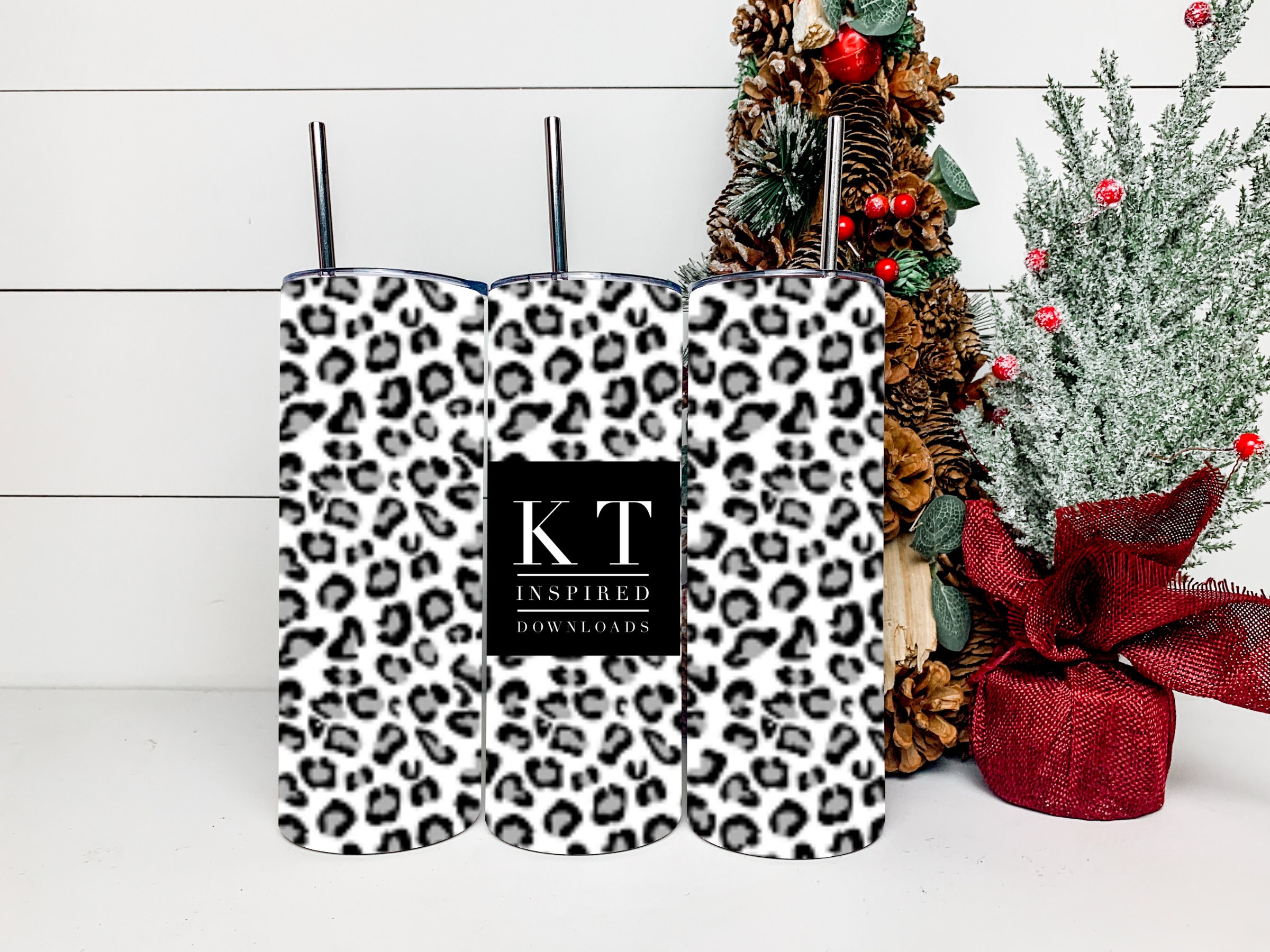 Skinny Tumbler Mockup | Set of 3 Thermal Cups | Christmas Wrap Around ...