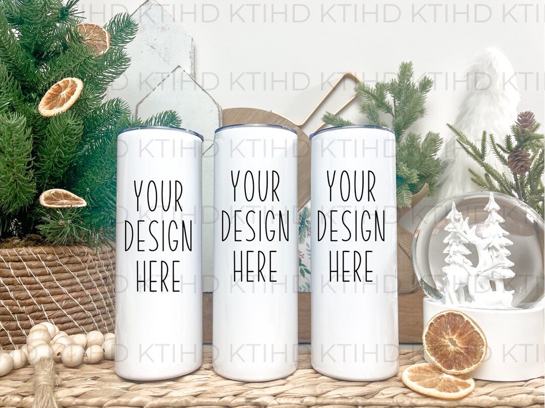 Skinny Tumbler Mockup | Set of 3 Thermal Cups | Boho Scandinavian Wrap ...