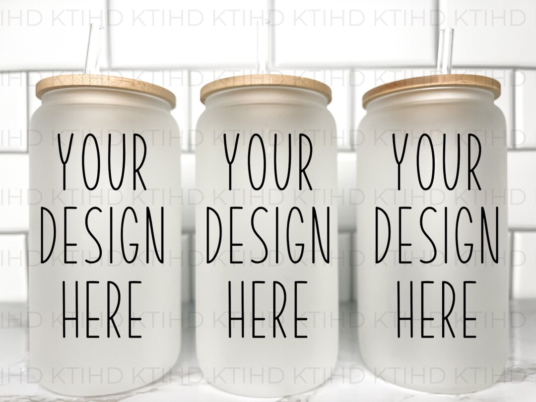 Frosted Libby Beer Glass Mockup | Subway Tile 3 Bubble Tea Cup Mock-up ...