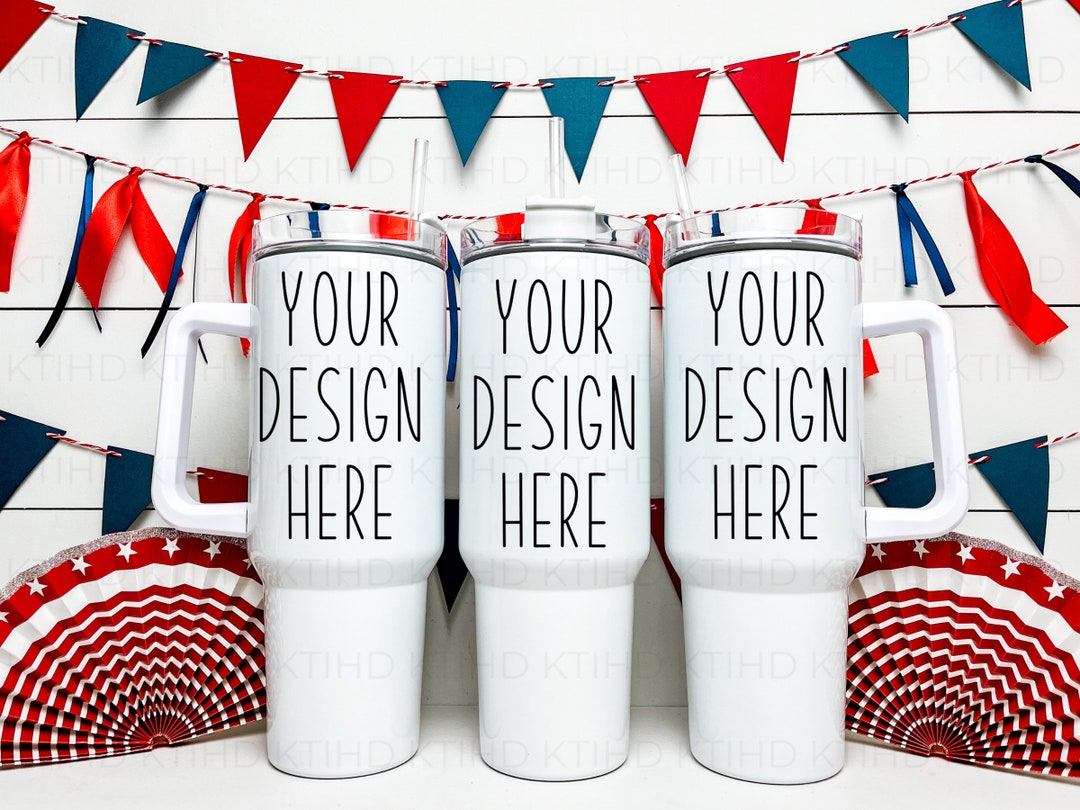 40 Oz Tumbler Mockup July 4th | Set of 3 Quencher Wrap Around Mock up ...