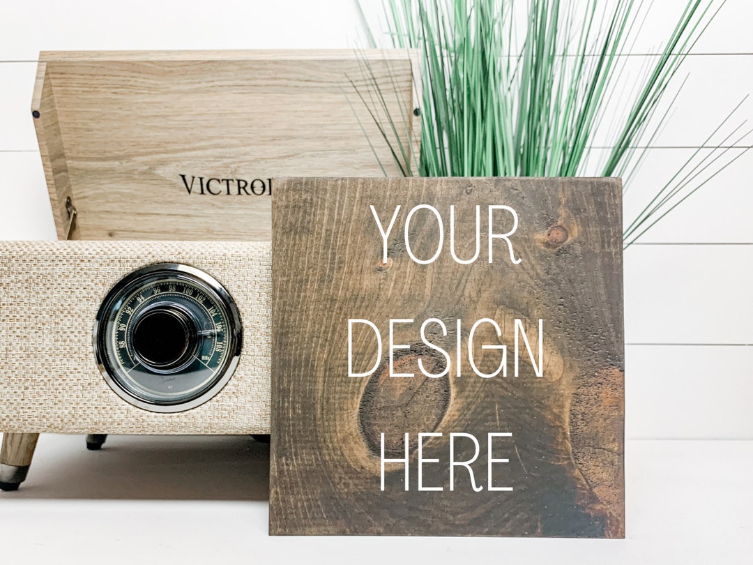 Wood Sign Mockup | Unframed Square Sign Digital Mockup | Vintage Music ...