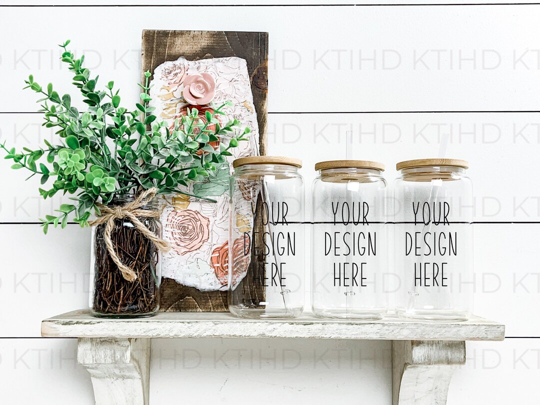 Libby Can Mockup | Set of 3 Beer Glass Clear | Farmhouse Shelf Mock up ...
