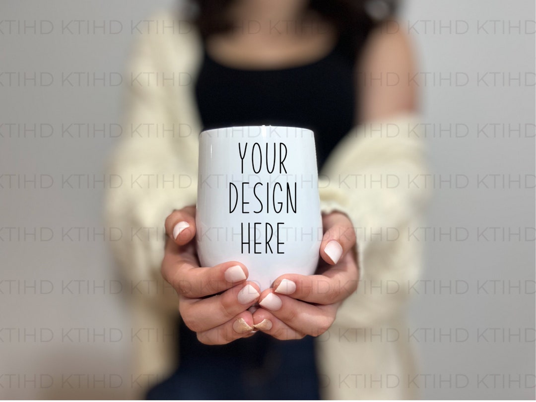 Skinny Wine Mockup| 12 Oz White Wine Glass Mockup | Outdoor Tumbler ...