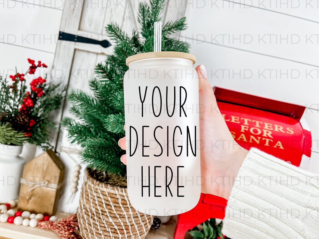 Frosted Libby Beer Glass Mockup | Christmas Bubble Tea Farmhouse Cup ...