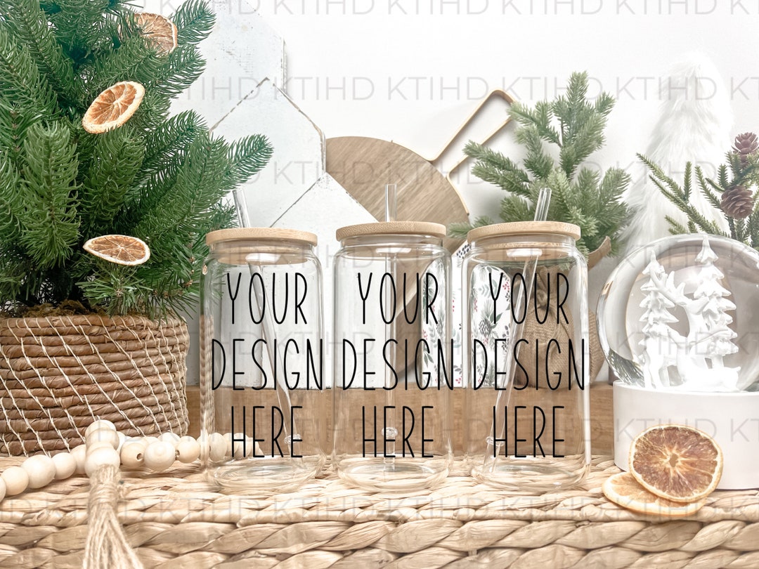 Libby Beer Glass Mockup | 3 Bubble Tea Cup Mock-up | Boho Scandinavian ...