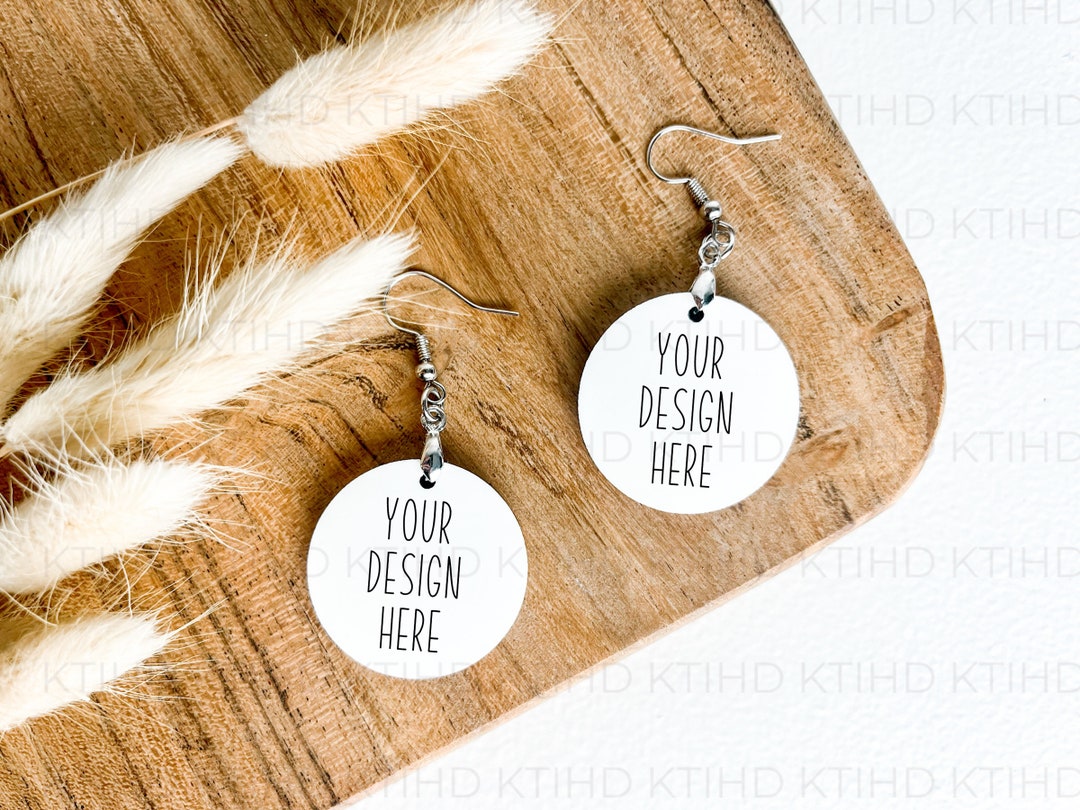 Round Earring Mockup | JPEG and PNG | Circle Earrings Dye Sublimation ...