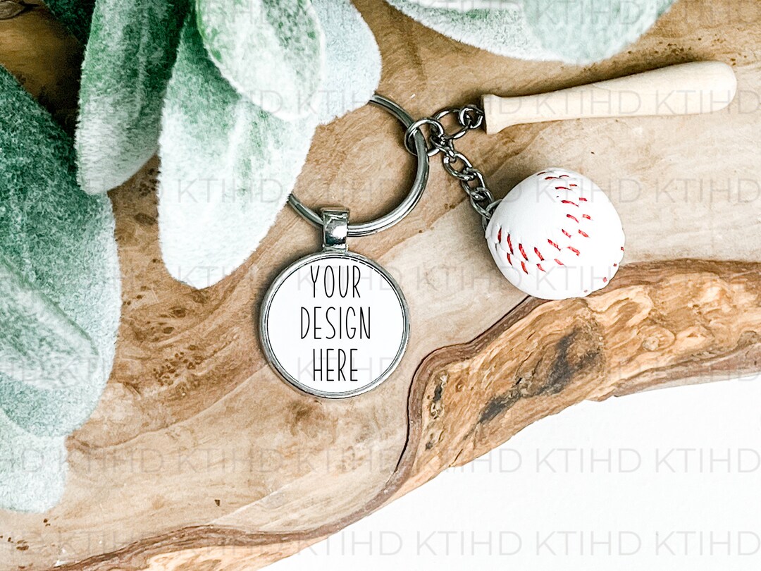 Baseball Keychain Mockup | JPEG and PNG | Round Keychain With Ball and ...