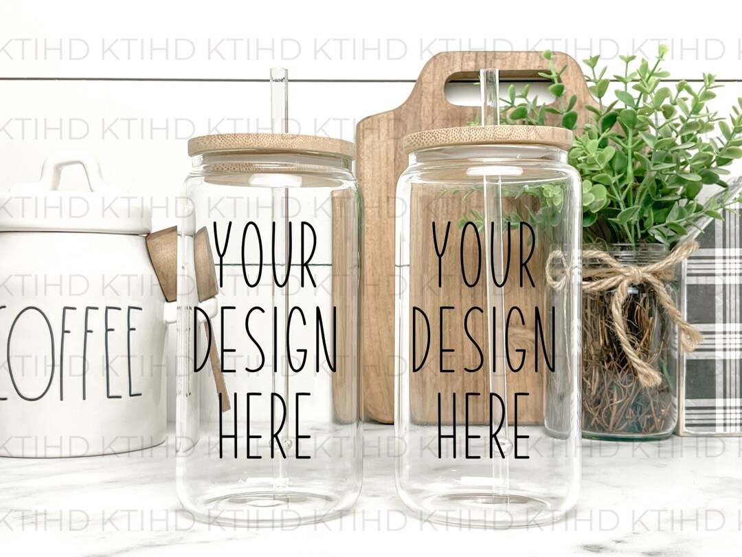 Libby Beer Glass Mockup | 2 Bubble Tea Clear Kitchen Cup Mock-up ...