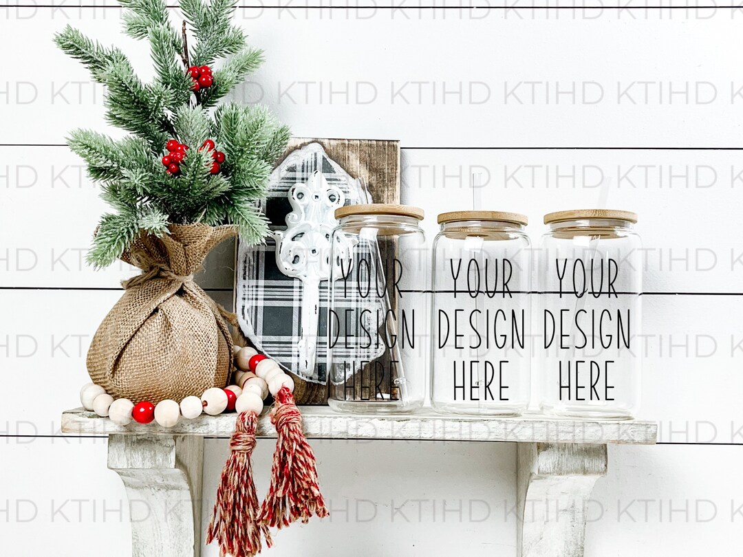 Clear Libby Mockup | Christmas 3 Bubble Tea Cup Mock-up | Sublimation ...