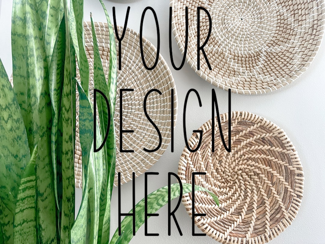 Blank Boho Background Mockup | Wall Mockup | Styled Rattan Background ...