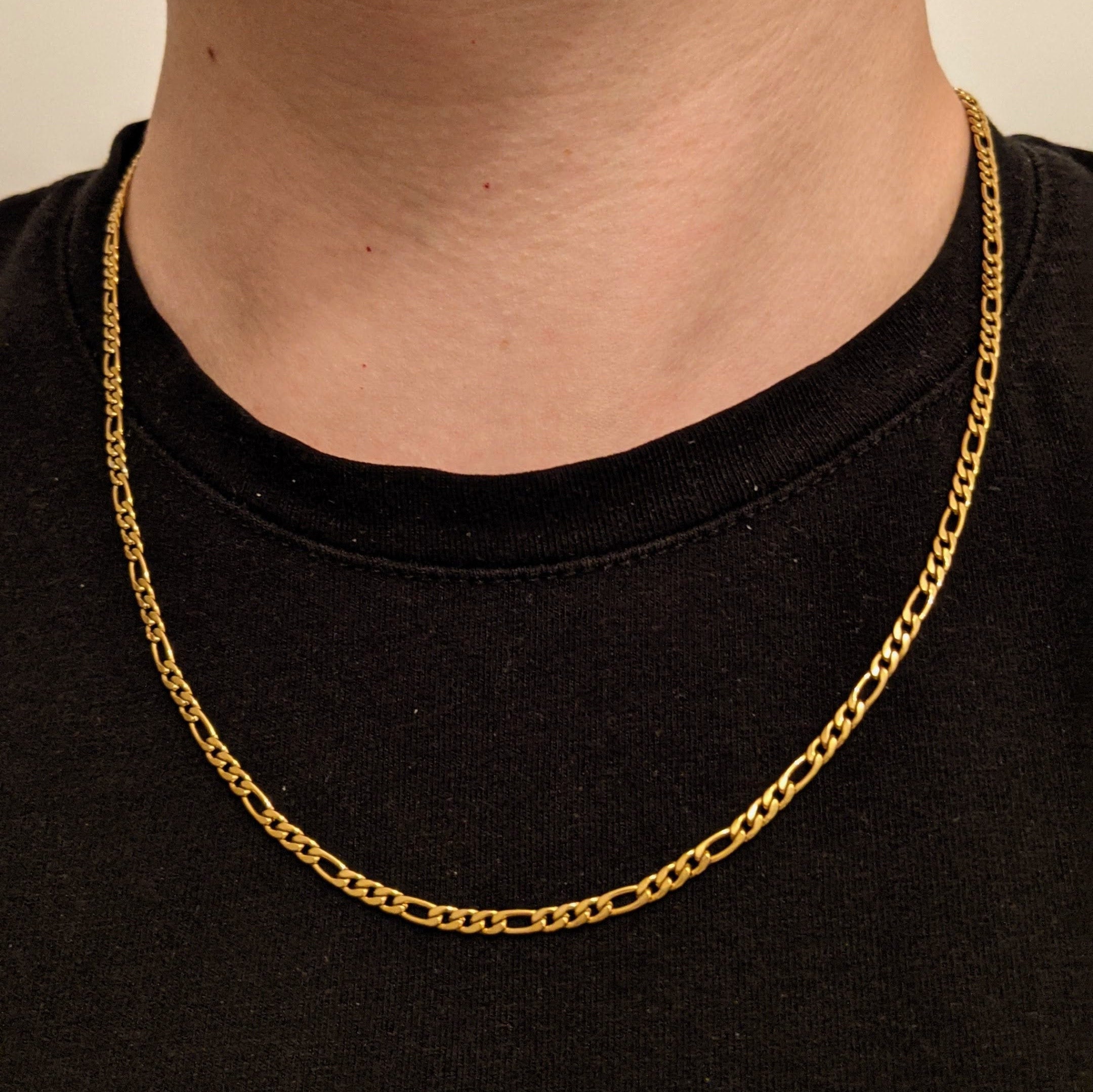 Gold Figaro Kette Halskette 18K Gold Edelstahl Damen Herren | Etsy