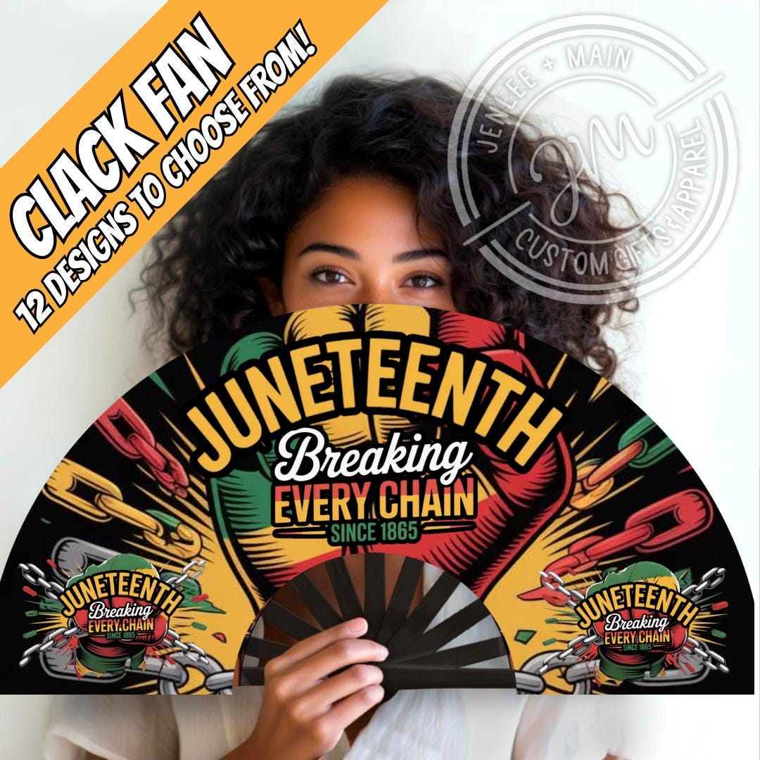Juneteenth Clack Fan | Large Hand Fan | Custom Clack Fan | Trail Ride ...