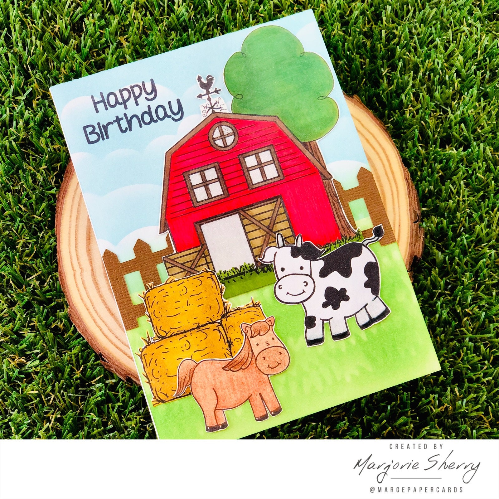 Happy Birthday Card. Handmade Birthday Card. Farm Birthday Card. Card ...