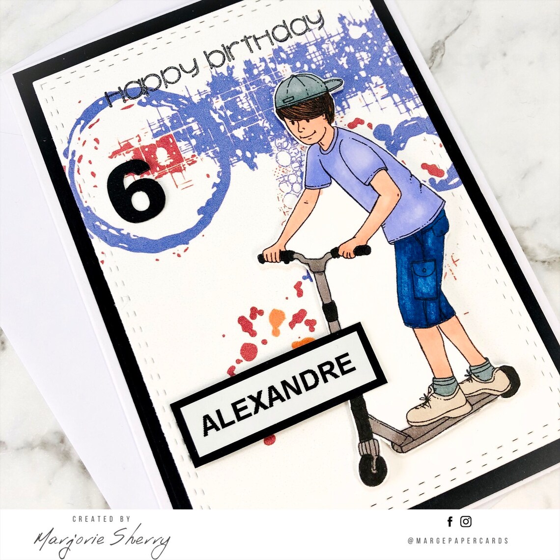 Scooter Boy Birthday Card. Handmade Birthday Card. Card for - Etsy ...