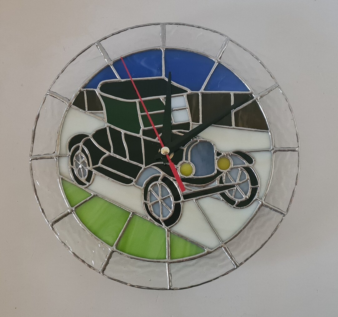Handmade Stained Glass Clock Model T Ford Diameter 250mm - Etsy