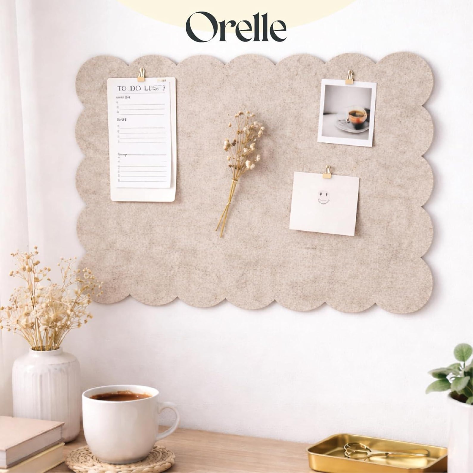 Orelle Scalloped Felt Bulletin Board | Foldable Peel and Stick Felt ...