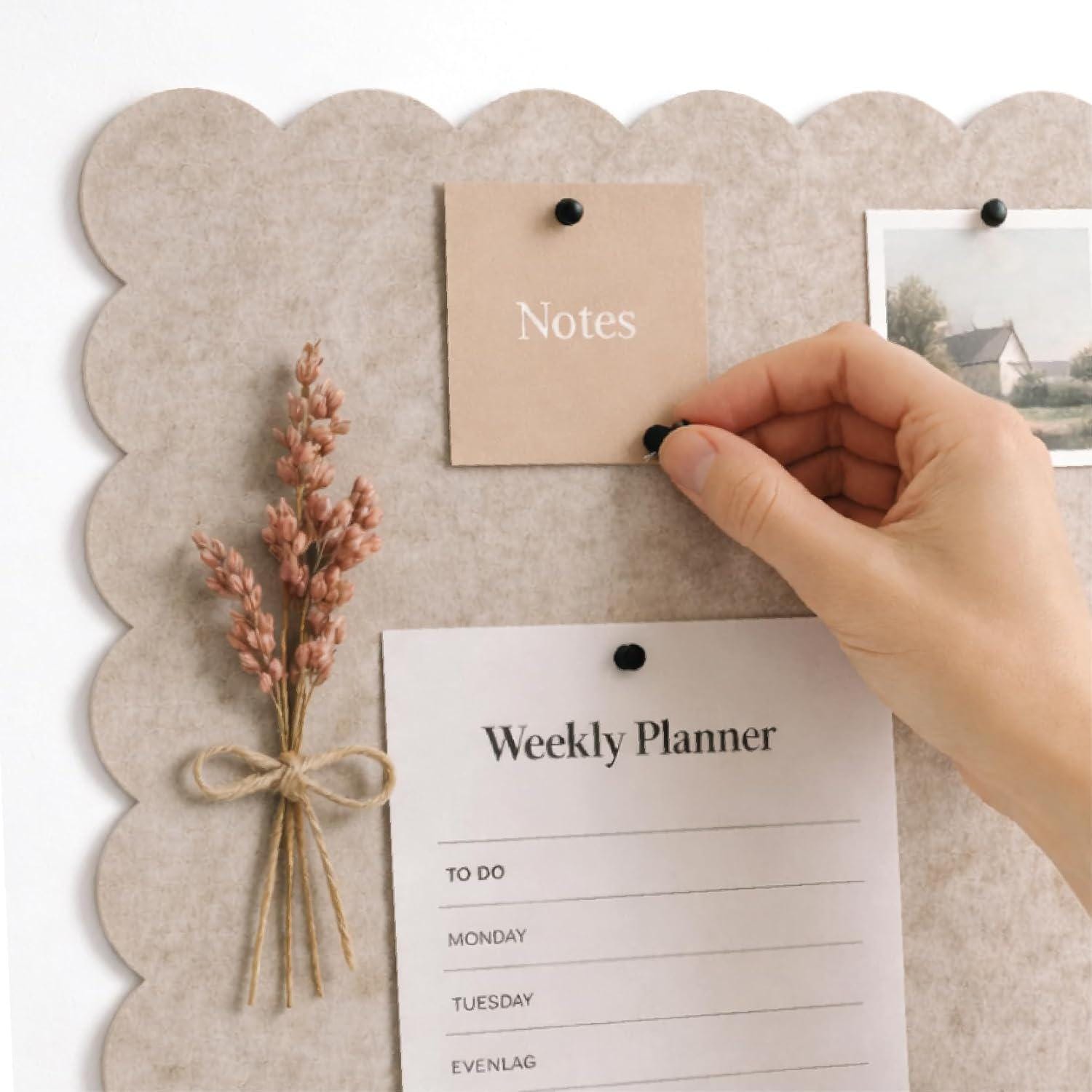 Orelle Scalloped Felt Bulletin Board | Foldable Peel and Stick Felt ...