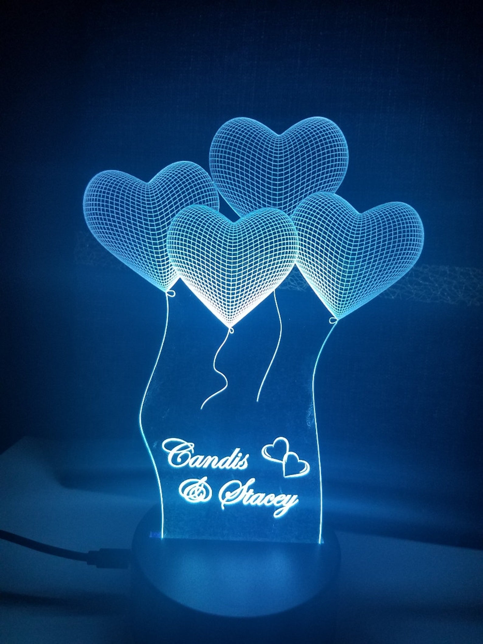 Four Hearts 3D LED Night Lamp Customized - Etsy