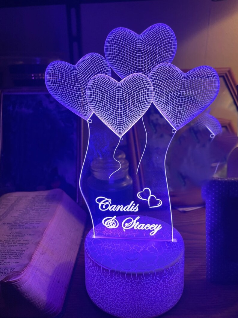 Four Hearts 3D LED Night Lamp Customized - Etsy