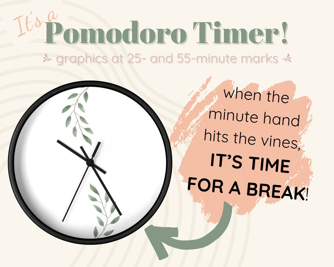 Minimalist Pomodoro Technique Productivity Timer Wall Clock Home Office ...
