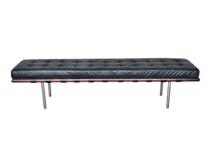 MCM Leather Bench | Barcelona Style Daybed by Mies Van Der Rohe | Mid ...