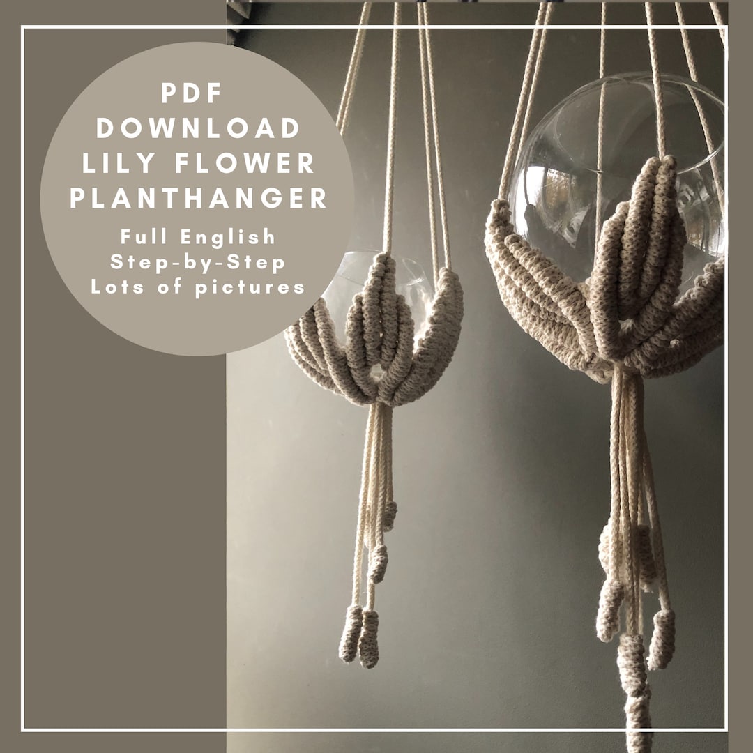 Macrame Pattern in English of Macrame Lilly Flower Plant Hanger ...