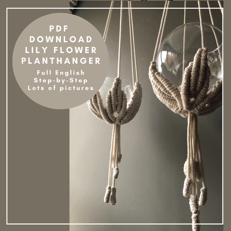 Macrame Pattern in English of Macrame Lilly Flower Plant Hanger ...