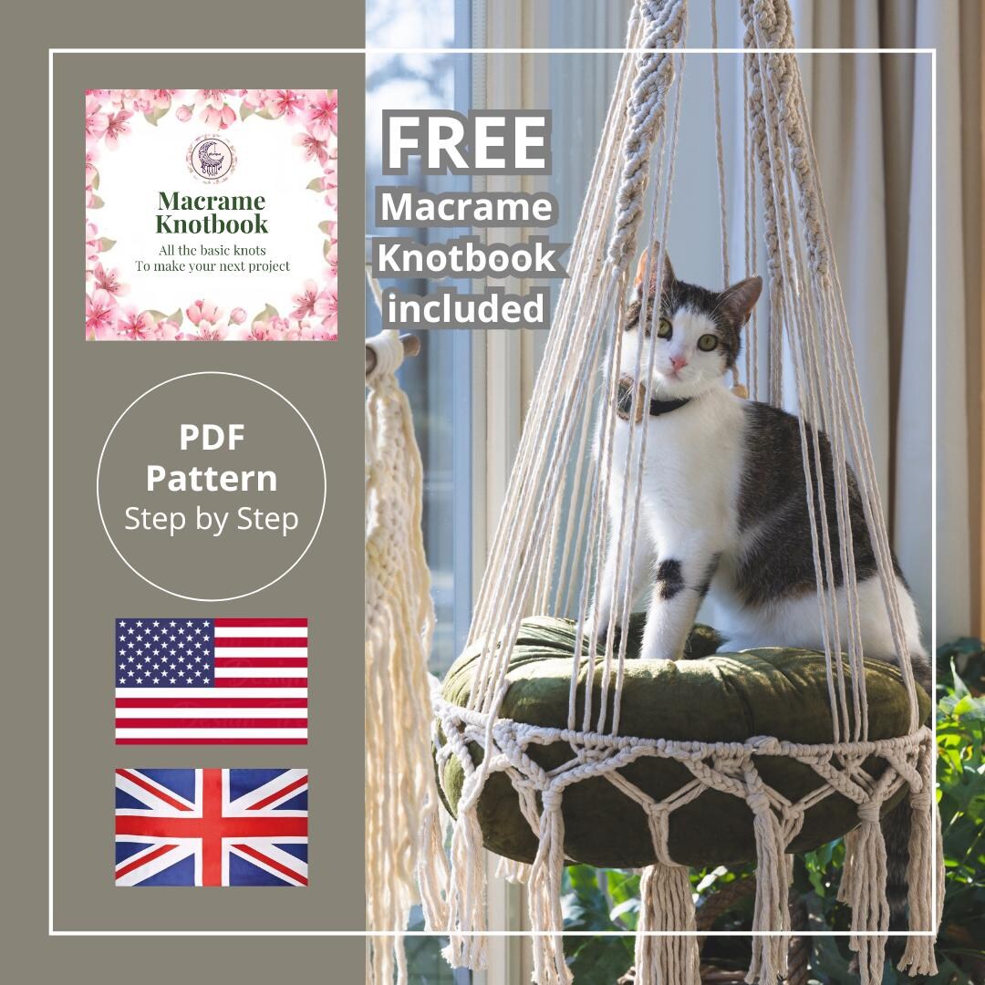 Macrame PDF Pattern English of Macrame Catbed Macrame Cathammock ...
