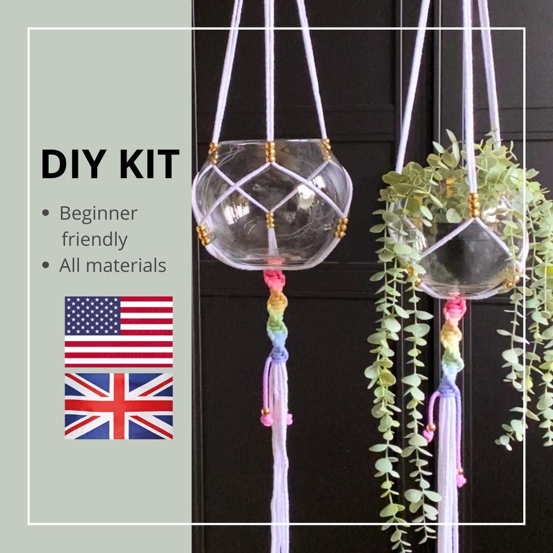 DIY Kit Macrame Adjustable Plant Hanger Rainbow - Etsy