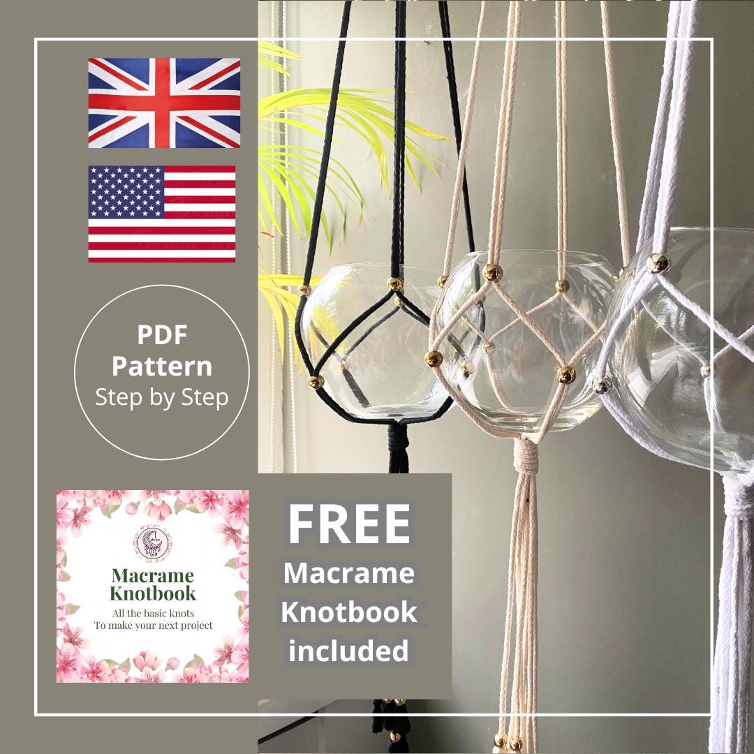 Macrame PDF Pattern in English of Adjustable Macrame Plant Hanger ...